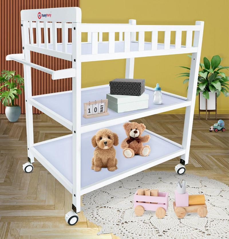 Baby Diaper Changing Table Trolley with Shelves and Safety Locks ...