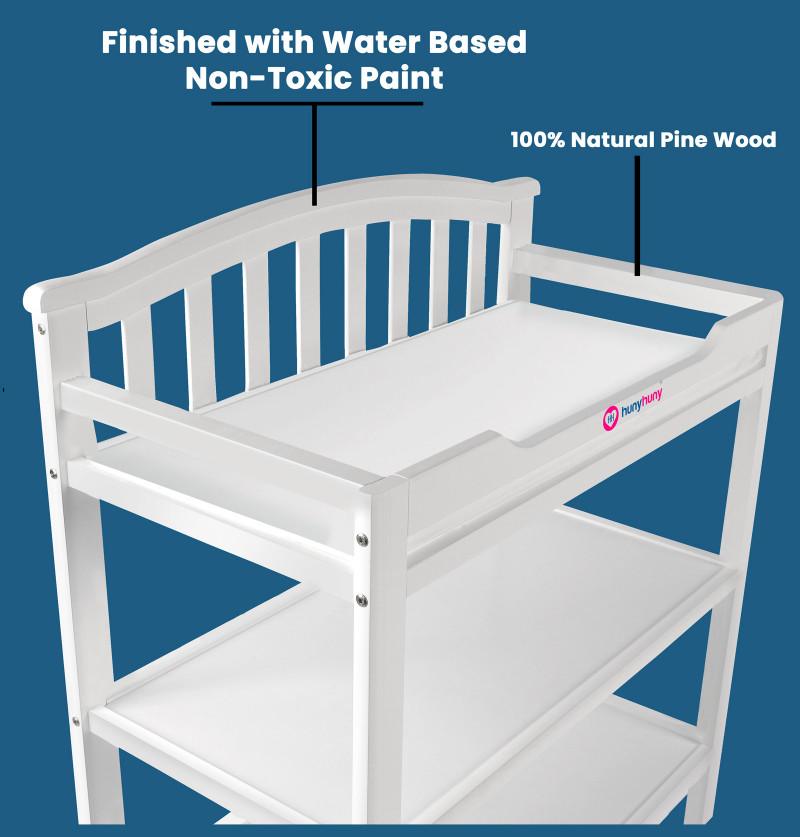 Baby Diaper Changing Table with Removable Wheels- White