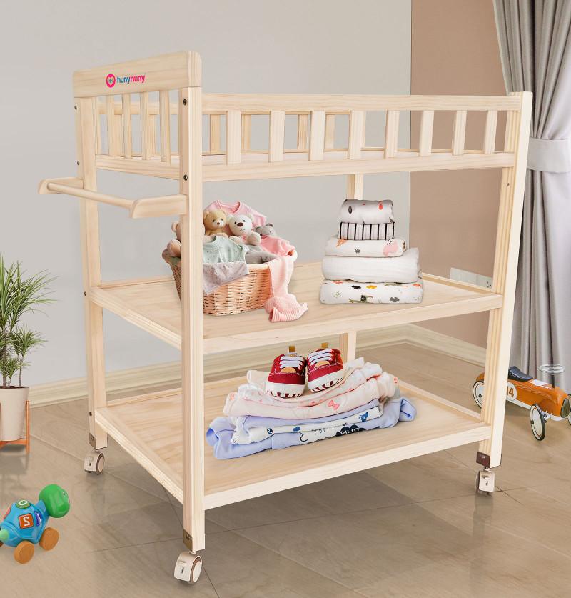 Baby Diaper Changing Table Trolley with Shelves and Safety Locks ...