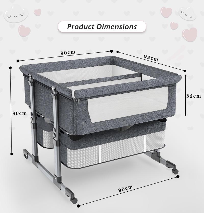Twin Baby Bedside Crib & Cot Foldable and Portable - Compact and Travel ...