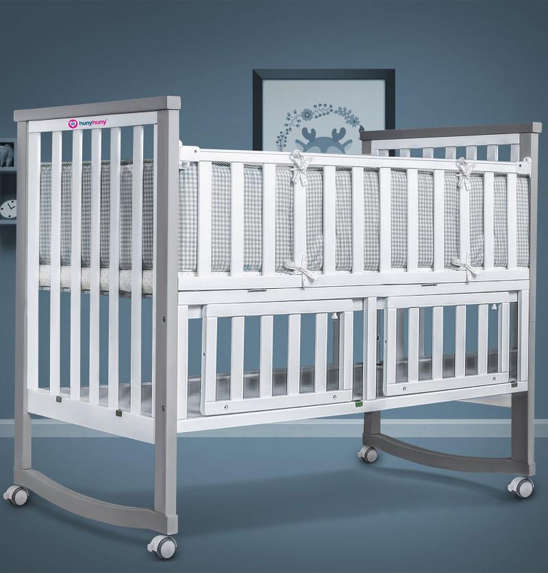 Pinewood Multifunctional Baby Bed Crib Rocking Cot- with Mattress ...