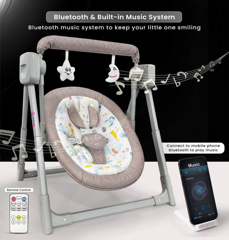 Automatic Electric Baby Swing Cradle | Metal Swing Cradle with Remote, Mosquito Net, Music ...