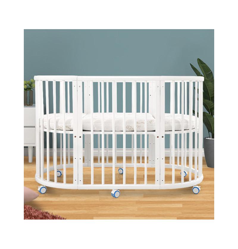 12 In 1 Multifunctional Rocking Baby Cot Crib Oval - Natural Wood ...