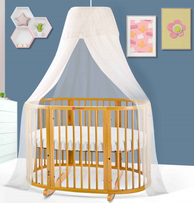 12 In 1 Multifunctional Rocking Baby Cot Crib Oval - Natural Wood ...