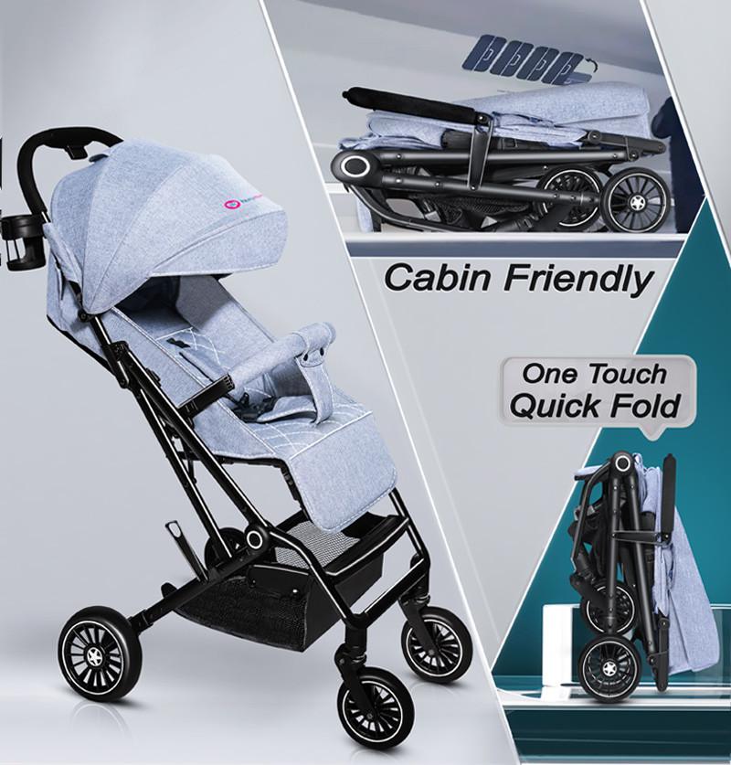 HunyHuny Z Fold Premium Travel Stroller - Grey | Small Z fold| Flight ...